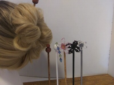 Hair Accessories-Handmade Hair Sticks/Pin -lot of 5-Wood w/Beads HS4 | eBay