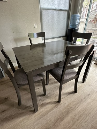 dining room set table 4 chairs wood | eBay