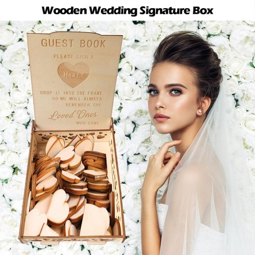 Creative Signature Hearts Drop Box Wooden Rustic Sweet Wedding Guest ...