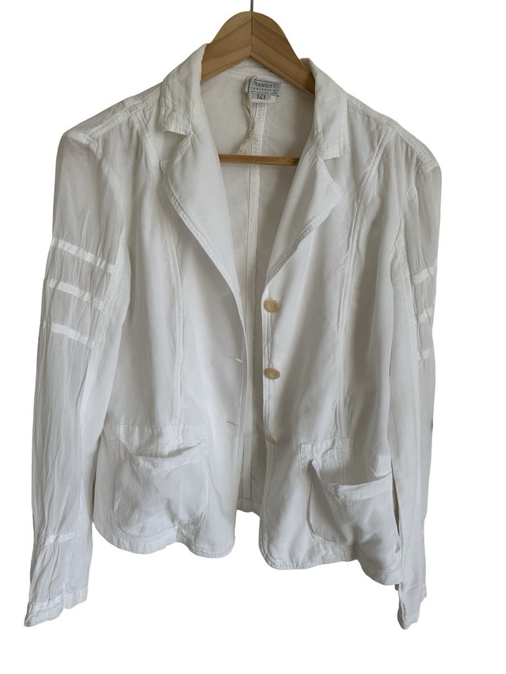 TRANSIT PAR SUCH Jacket White Cotton Blazer Size 3 LARGE Women’s AS NEW ...