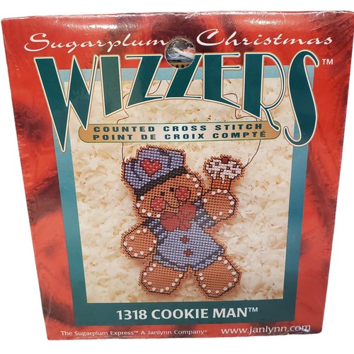 Wizzers Counted Cross Stitch Cookie Man Christmas Ornament NEW Vintage ...