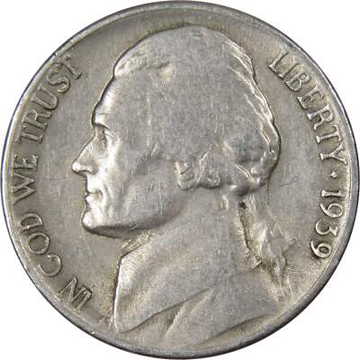 1939 S Jefferson Nickel 5 Cent Piece AG About Good 5c US Coin ...