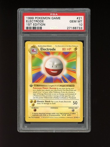 Pokemon PSA 10 GEM MINT Electrode 1st Edition Base Set Shadowless Rare ...