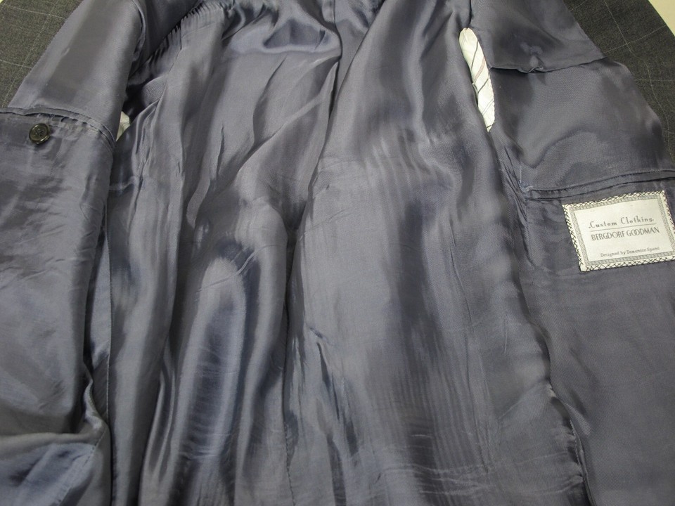 Bergdorf Goodman Bespoke Domenico Spano Suit 44L Gray Muted Window Pane ...