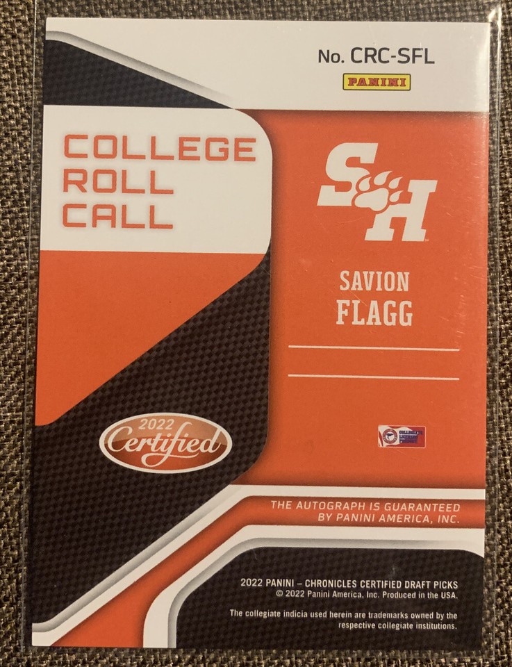 Savion Flagg Sam Houston State Basketball Panini Autograph Rookie Card ...