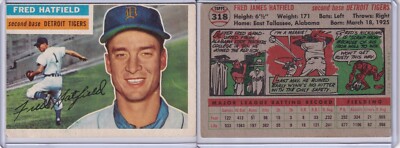 1956 Topps Baseball Card # 318 Fred Hatfield Detroit Tigers 2nd Base VG ...