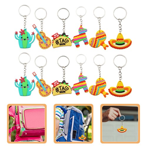 12pcs Mexican Keychains Fiesta Theme Party Favors Cute Key Rings Bag ...