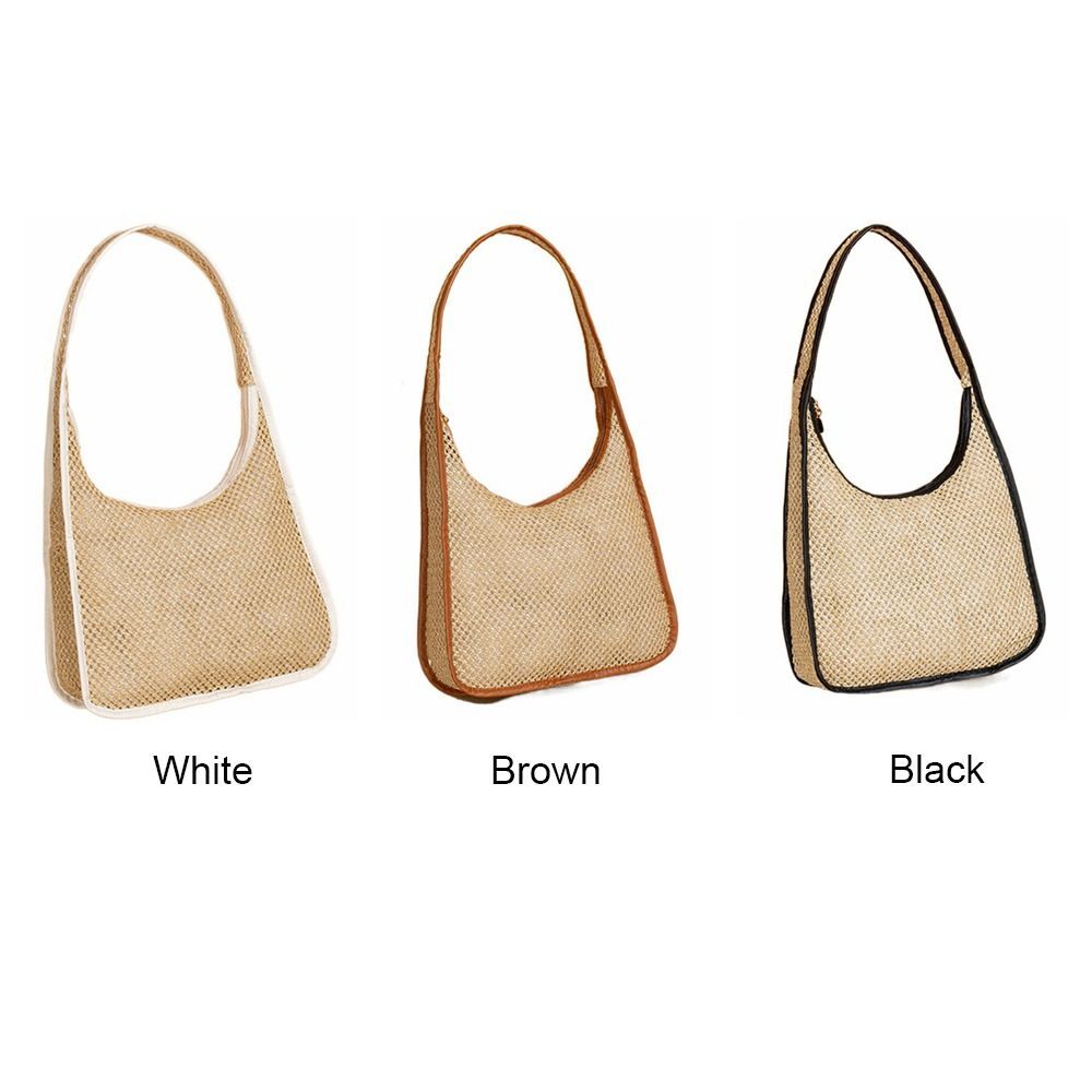 PU Edging Woven Women's Bag Straw Plaited Tote Fashion Handbag | eBay