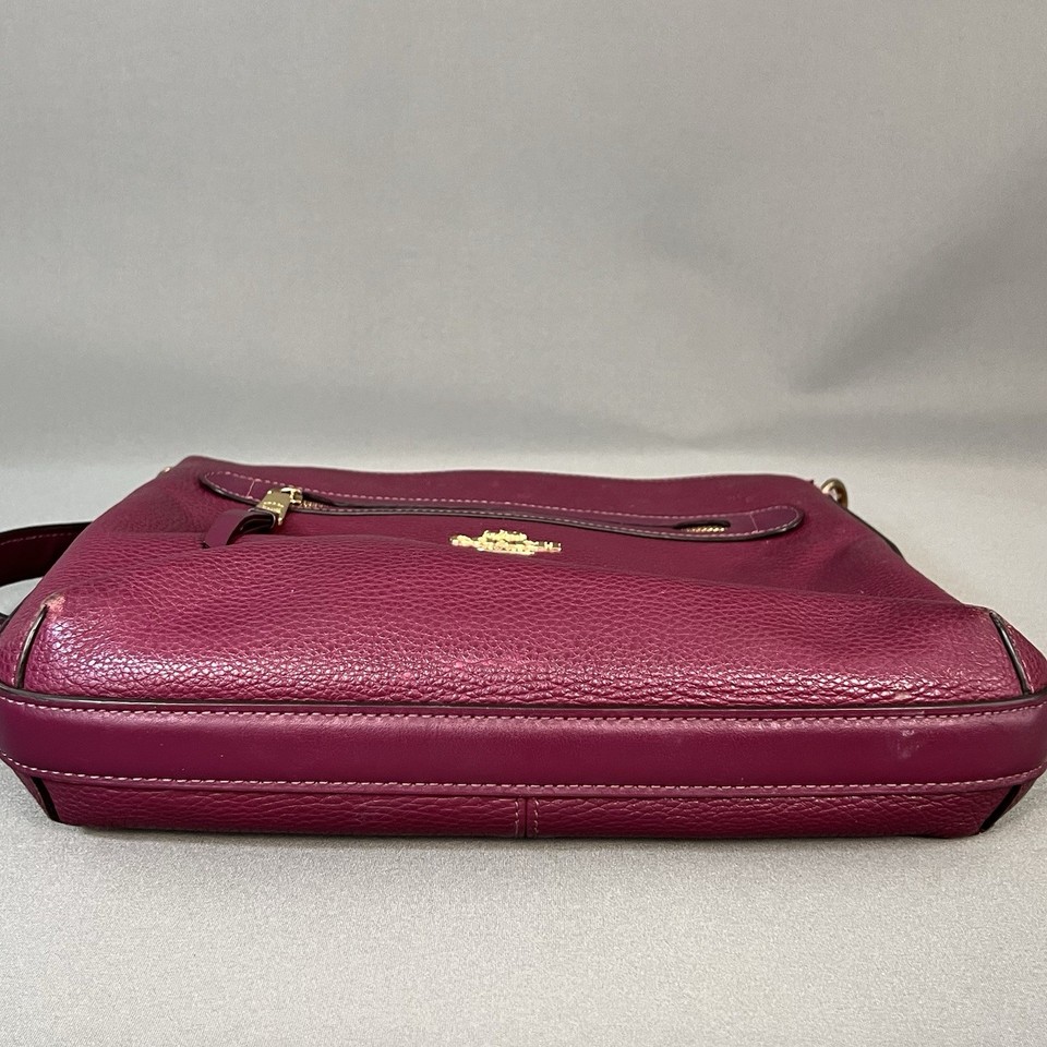 Coach Maroon Leather crossbody bag Large L=12” x W=11” x D=3” | eBay