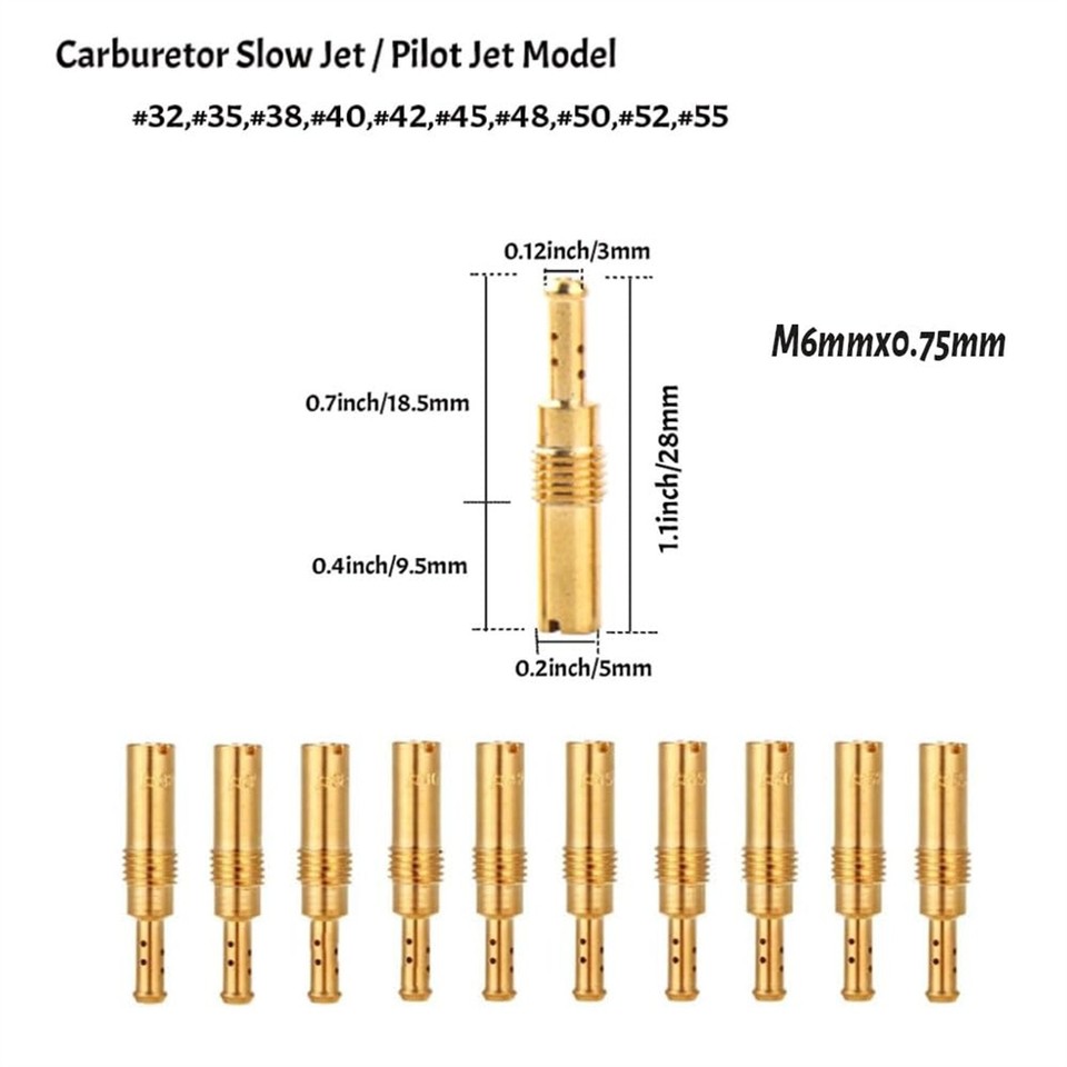 10Pc Slow Pilot Jet & 30Pc Carburetor Main Jet kit for Keihin PWK OKO ...