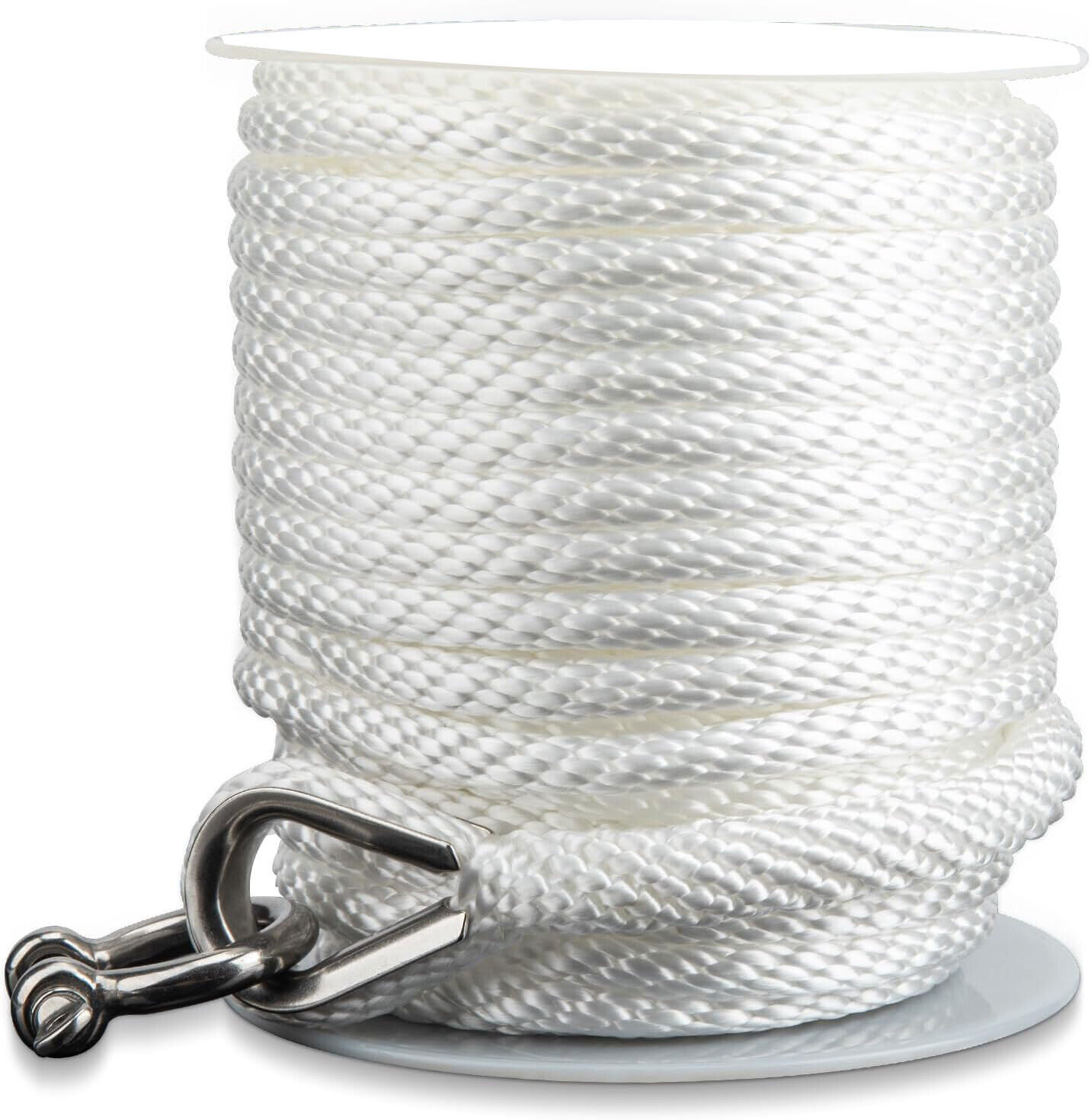 3/8" x 100 FT Anchor Rope Braided Anchor Line Premium Solid Braid MFP ...