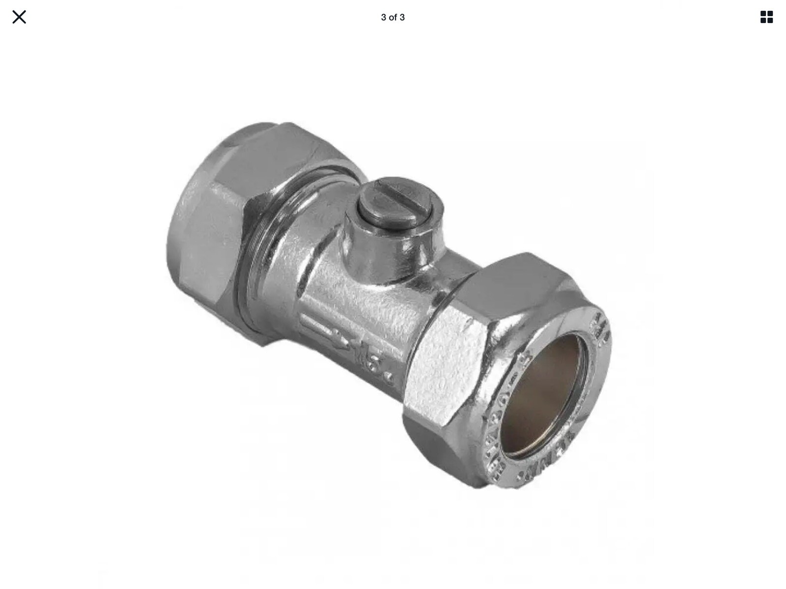 4 x 15mm Isolating Ballofix Water Shut Off Valve Compression Chrome ...