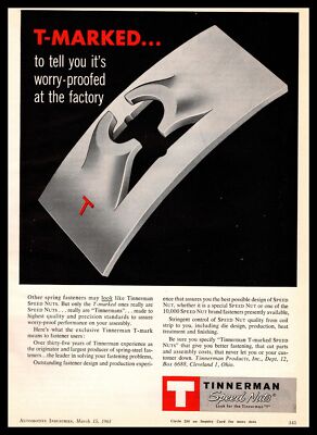 1961 Tinnerman Speed Nuts T-Marked Spring Fasteners Cleveland Ohio ...