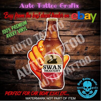 SWAN DRAUGHT BEER DECAL STICKER BAR FRIDGE COOL MAN CAVE SHED CAR TRUCK ...