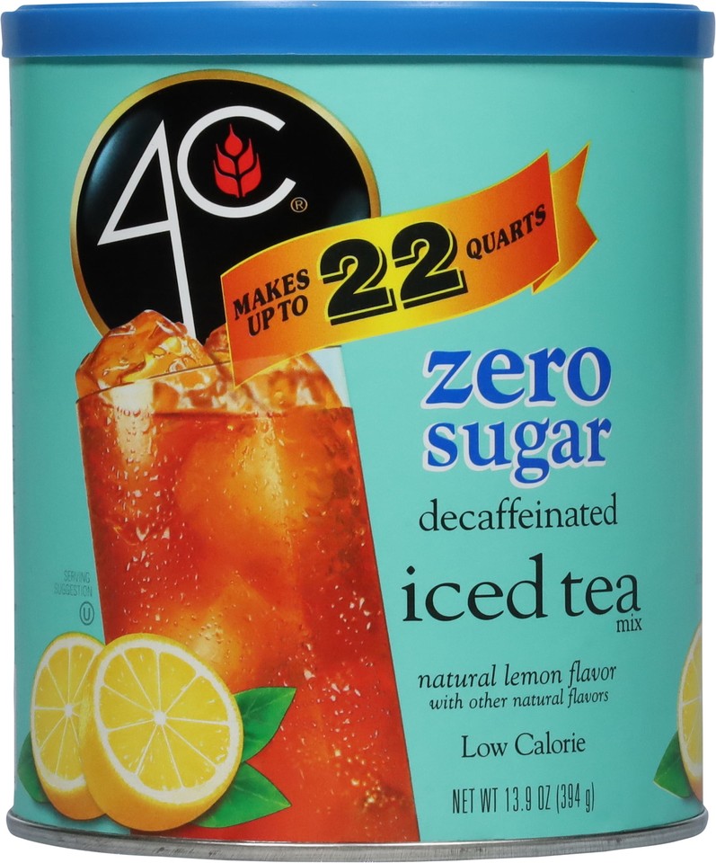 4C Zero Sugar Naturally Decaffeinated Lemon Flavor Iced Tea Mix 13.9 oz ...