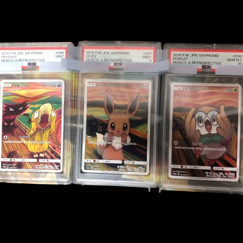 PSA 10 9 Psyduck 286 Rowlet 290 Eevee 287/SM-P Munch The Scream Set ...