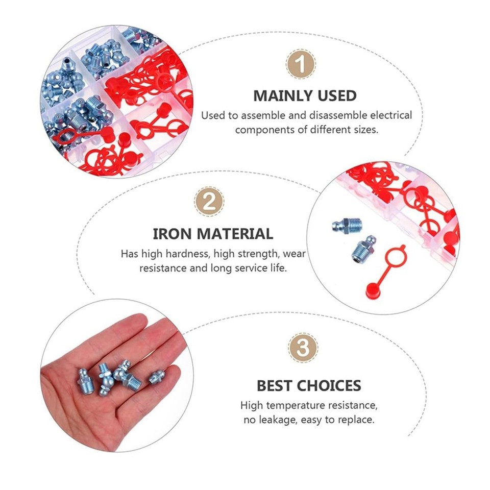 140Pcs/Set Bend Grease Nipple Straight Grease Fitting Accessories ...