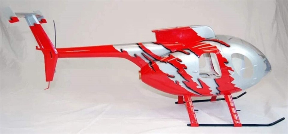 470 MD500E RC Helicopter Pre-Painted Fuselage 470 Size G-Jive RED ...