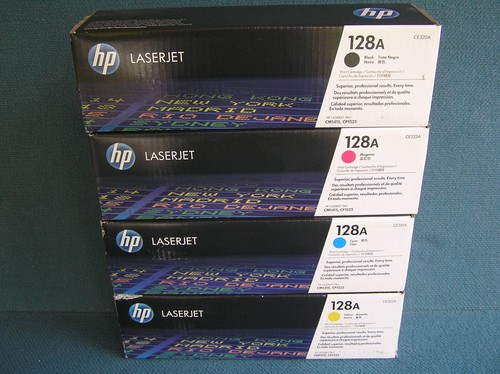SET HP Genuine 128A Toners CE320A CE321A CE322A CE323A LJ COLOR CM1415 ...