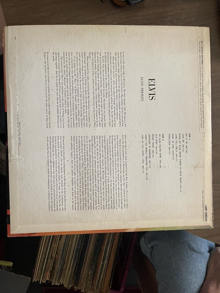 Elvis 1956 RCA Victor vinyl Lap Record LspLsp 1382(e) Used Good ...