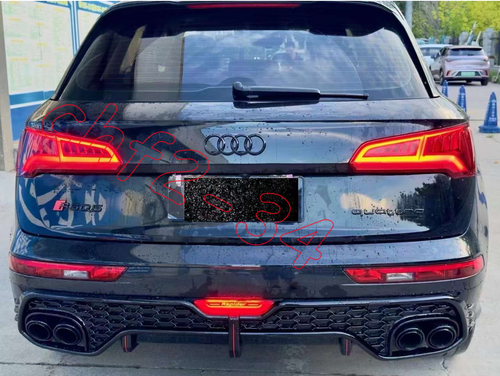 For Audi Q5 SQ5 SUV LED Gloss Black Rear Bumper Diffuser Lip Spoiler ...