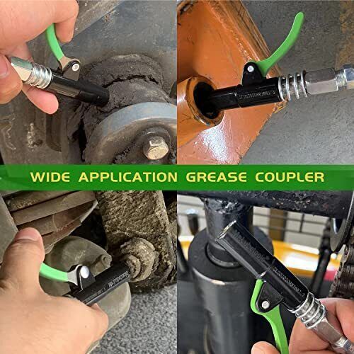 Grease Gun Coupler Locks on Like Air Chuck Fit SAE & Metric Zerk ...