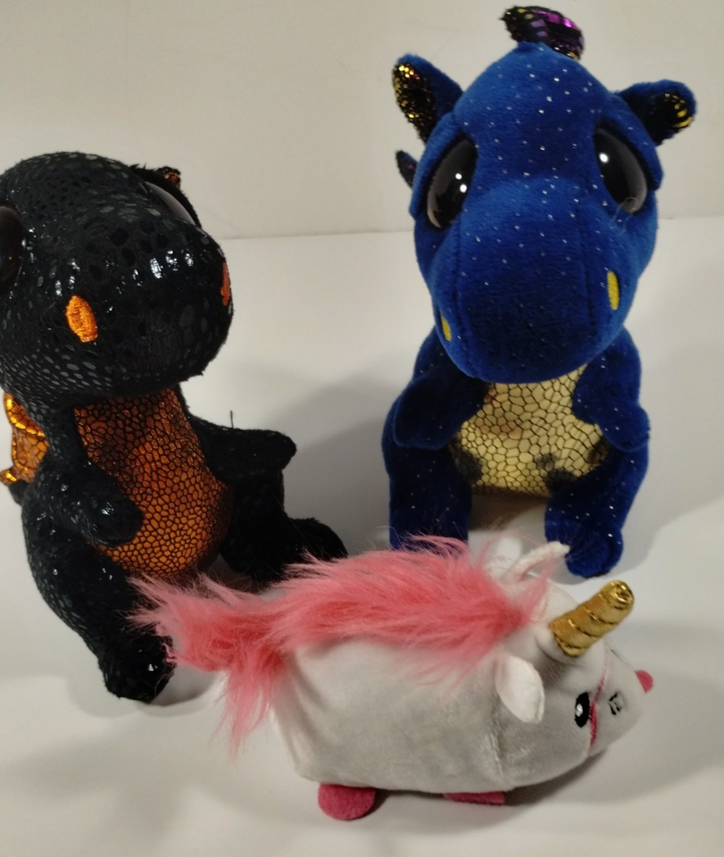 Ty Beanie Lot of 3 Dragons and Unicorn 6" and Small Plush Stuffed Toy ...