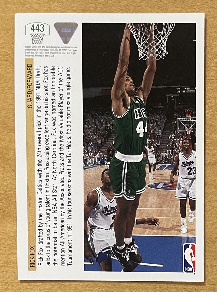 Rick Fox Rookie 1991-92 Upper Deck NBA Top Prospects #443 Boston ...