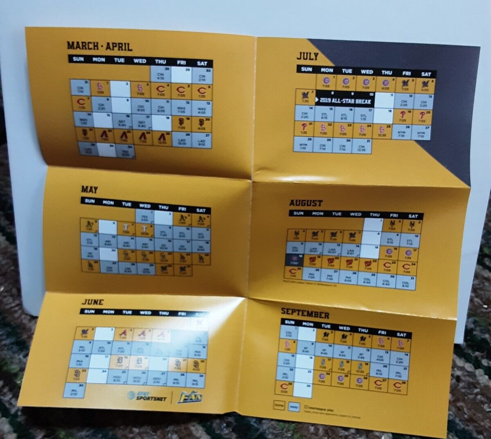 Pittsburgh Pirates 2019 Baseball Schedule Foldout | eBay