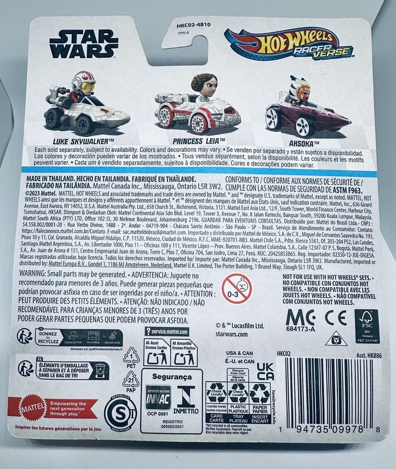 NEW Hot Wheels Racer Verse AHSOKA Star Wars Racing Car Toy Figure | eBay