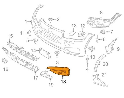 GENUINE BMW X6 F16 M SPORT FRONT BUMPER CLOSED GRILL WITH AIR CHANNEL ...