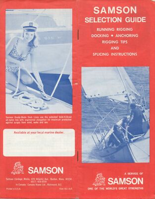 1975 Samson Cordage Works Sailboat Rigging Selection Guide Boston MA ...