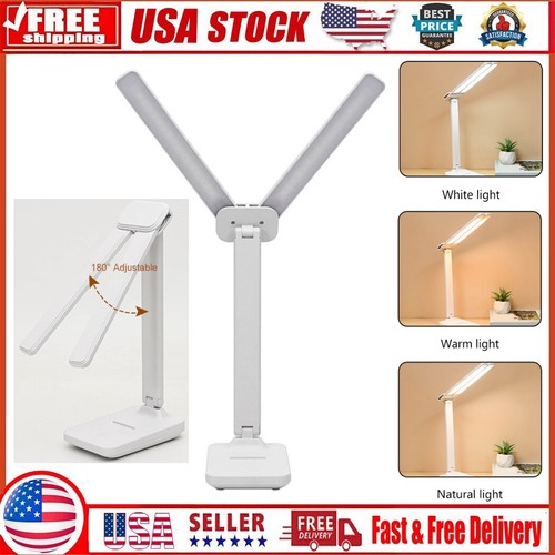 Double Headed LED Desk Lamp Dimmable Eye-Caring Office Touch Table ...