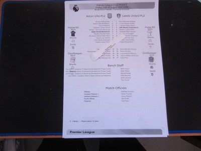 2025-26 PREMIER LEAGUE 2 U21 ASTON VILLA v LEEDS UNITED TEAM SHEET ...