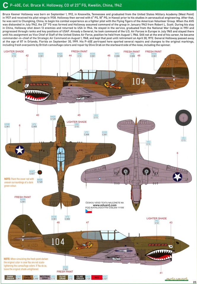 Eduard Models 1/48 PACIFIC STAR CURTISS P-40E WARHAWK Dual Combo Kit | eBay