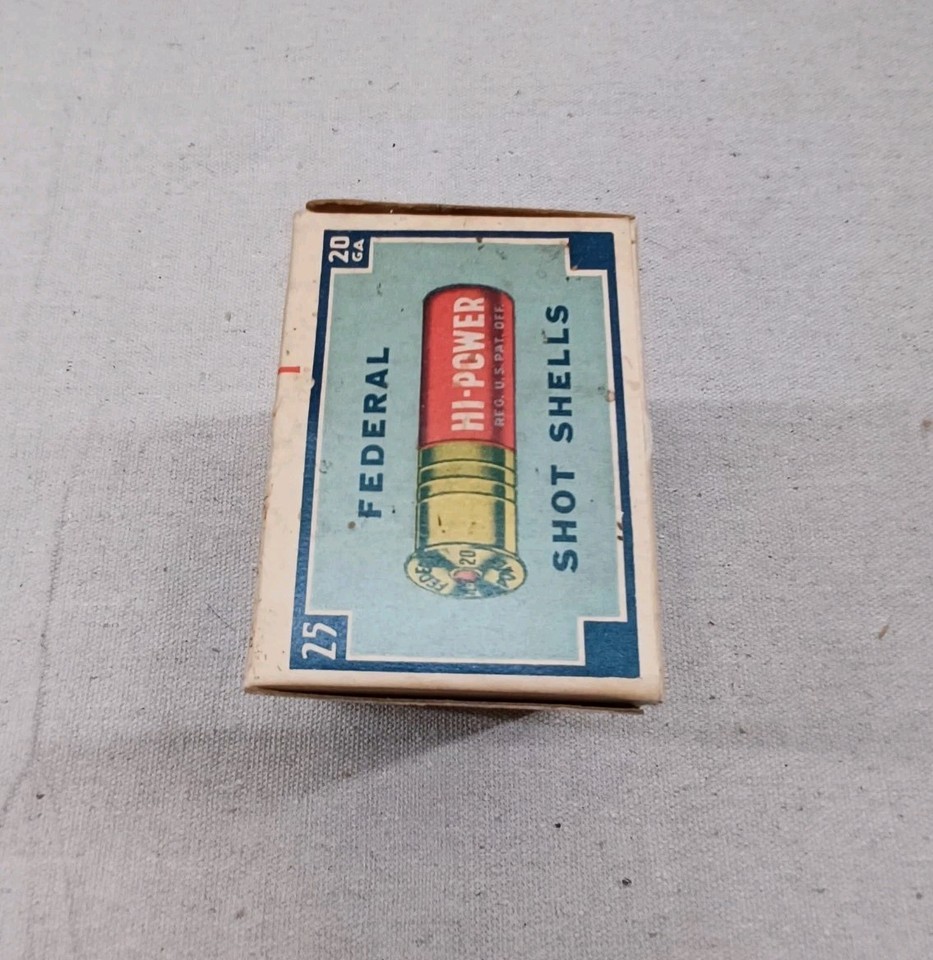 Vintage Federal Hi-Power Shot Gun Shells 20 GA Empty Box Mallard Duck ...