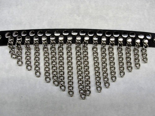 Black Leather Full Grain Choker Hanging Chains Punk Gothic Rock Star ...