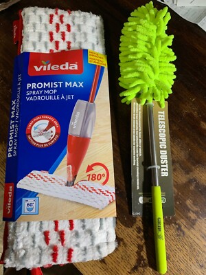 New 1 Vileda ProMist MAX Mop Microfibre Refill Plus 1 Grip Telescopic ...