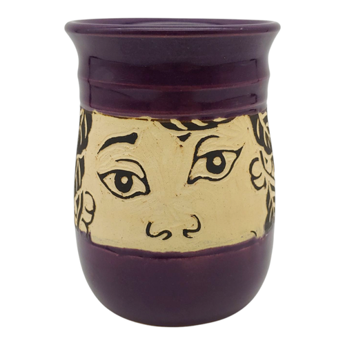 Handmade Signed Pottery Handleless Tea Coffee Mug - 10oz Purple Woman's ...