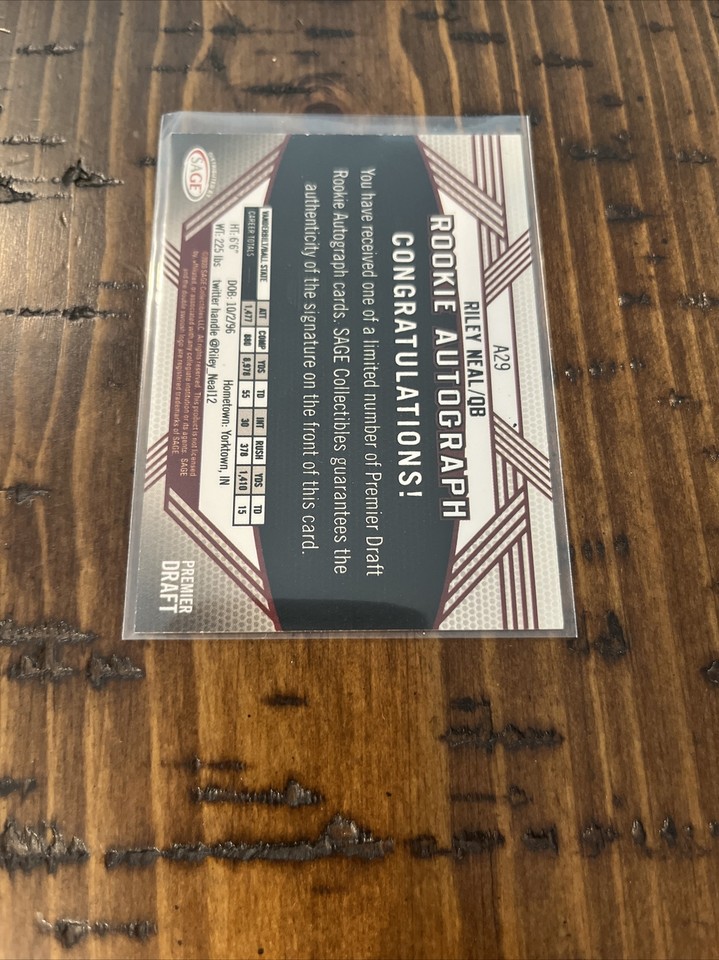 2020 Hit Premier AUTO ROOKIE Riley Neal RC #A29 Ball State Football ...