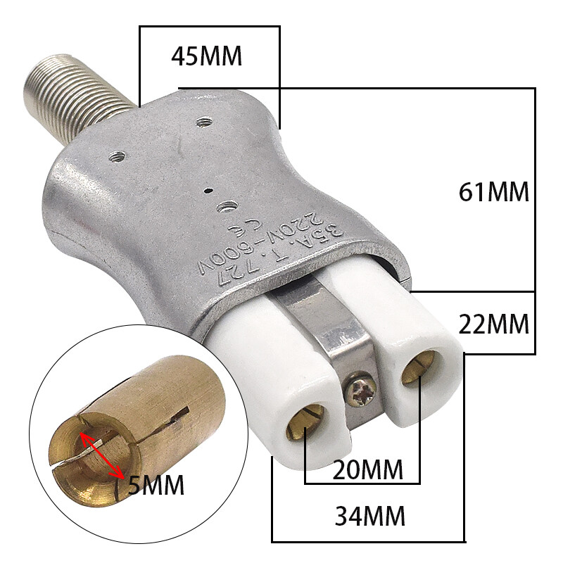 High Temperature high current Ceramic Connector 6mm-600V 35A 500°C T ...