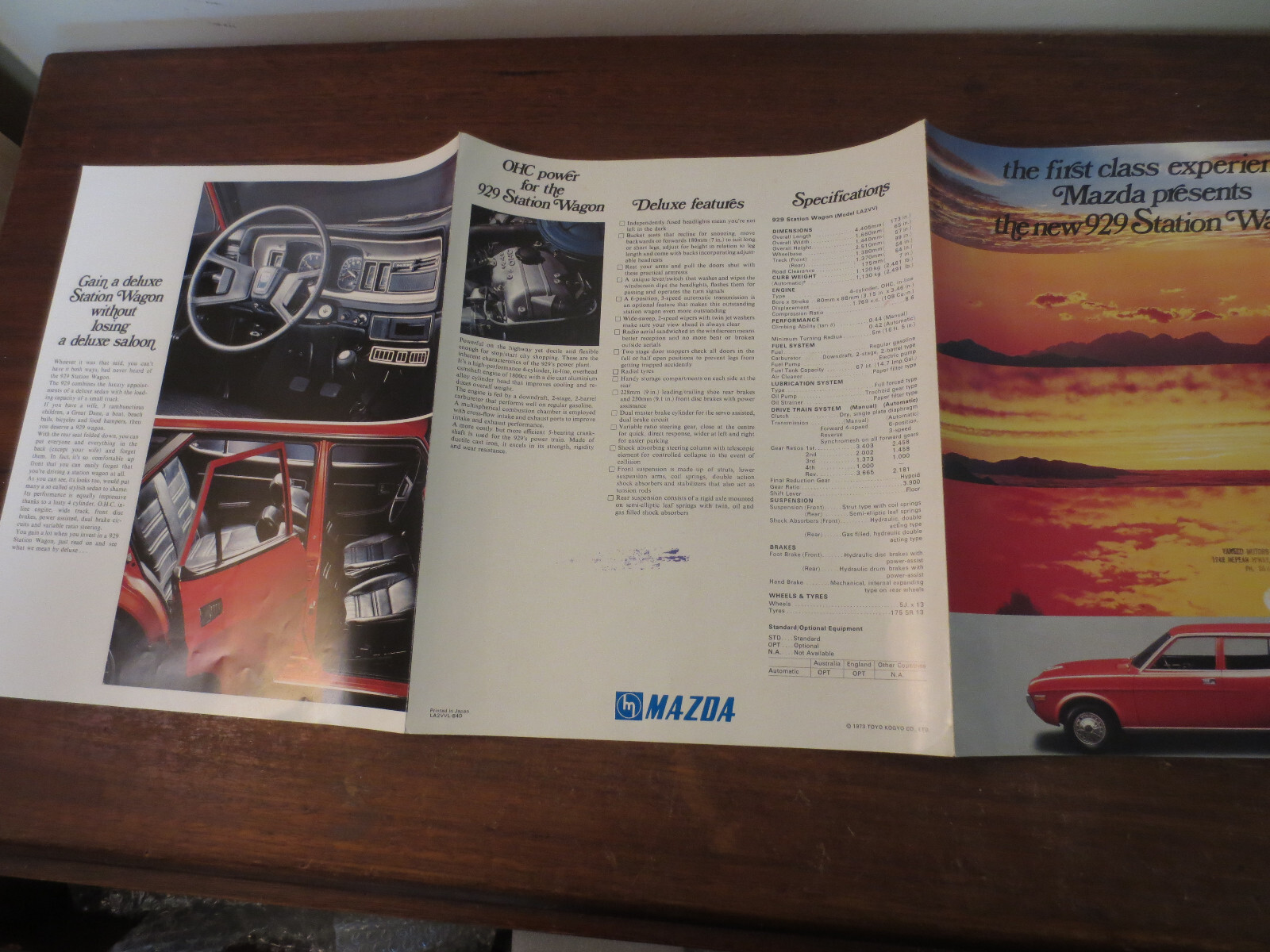 Original 1973 Mazda 929 station wagon advertising brochure - Australia ...