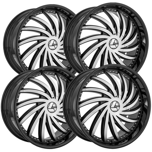 (4) Azara AZA-508 26x9.5 6x135/6x5.5" +25mm Black/Machined Wheels Rims ...