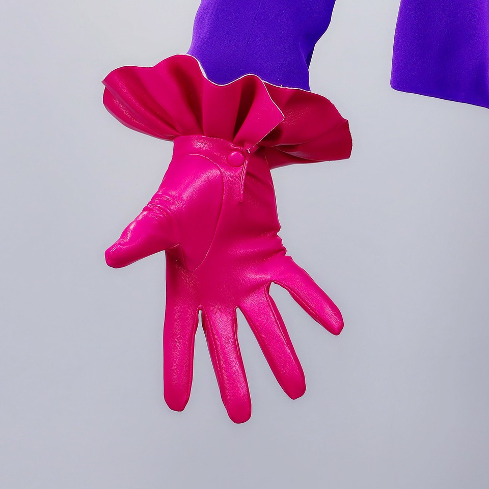 RUFFLE GLOVES 25cm 10" Wrist Short Faux Leather Aqua Robin Blue Mint ...