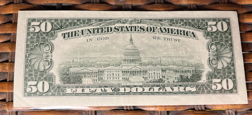 1985 $50 Fifty Dollar Bill - Federal Reserve - Note - Currency - SMALL ...