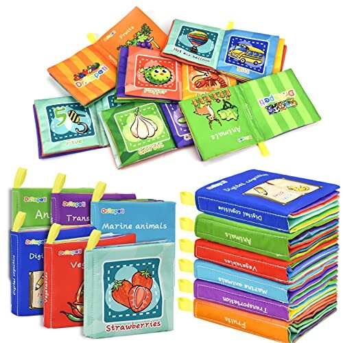 Soft Cloth Book for Baby Infant Toddler Kids 6-Pack Crinkle Squeaky ...