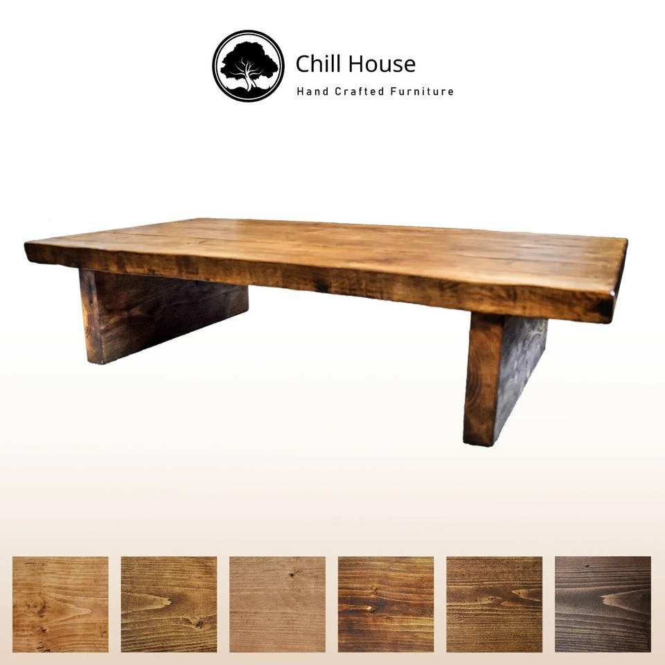 Waney / Live Edge Coffee Table Rustic Solid Wood Chunky Vintage Low ...