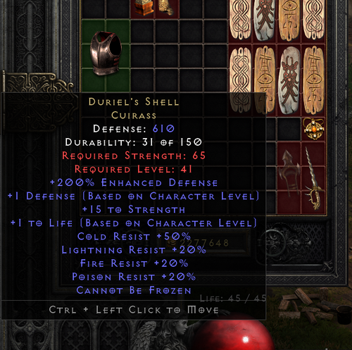 Diablo 2 - Duriel's Shell PERFECT 200% ED Curiass -D2R PC Xbox NL ...