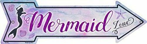 Mermaid Zone Directional Metal Arrow Sign 17" x 5" ↔ Merfolk Beach Pool ...