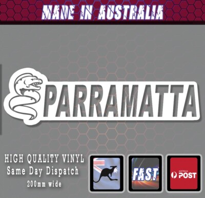 EELS Decal Sticker Supporter Fan.NRL Sports CAR LAPTOP WHITE parramatta ...